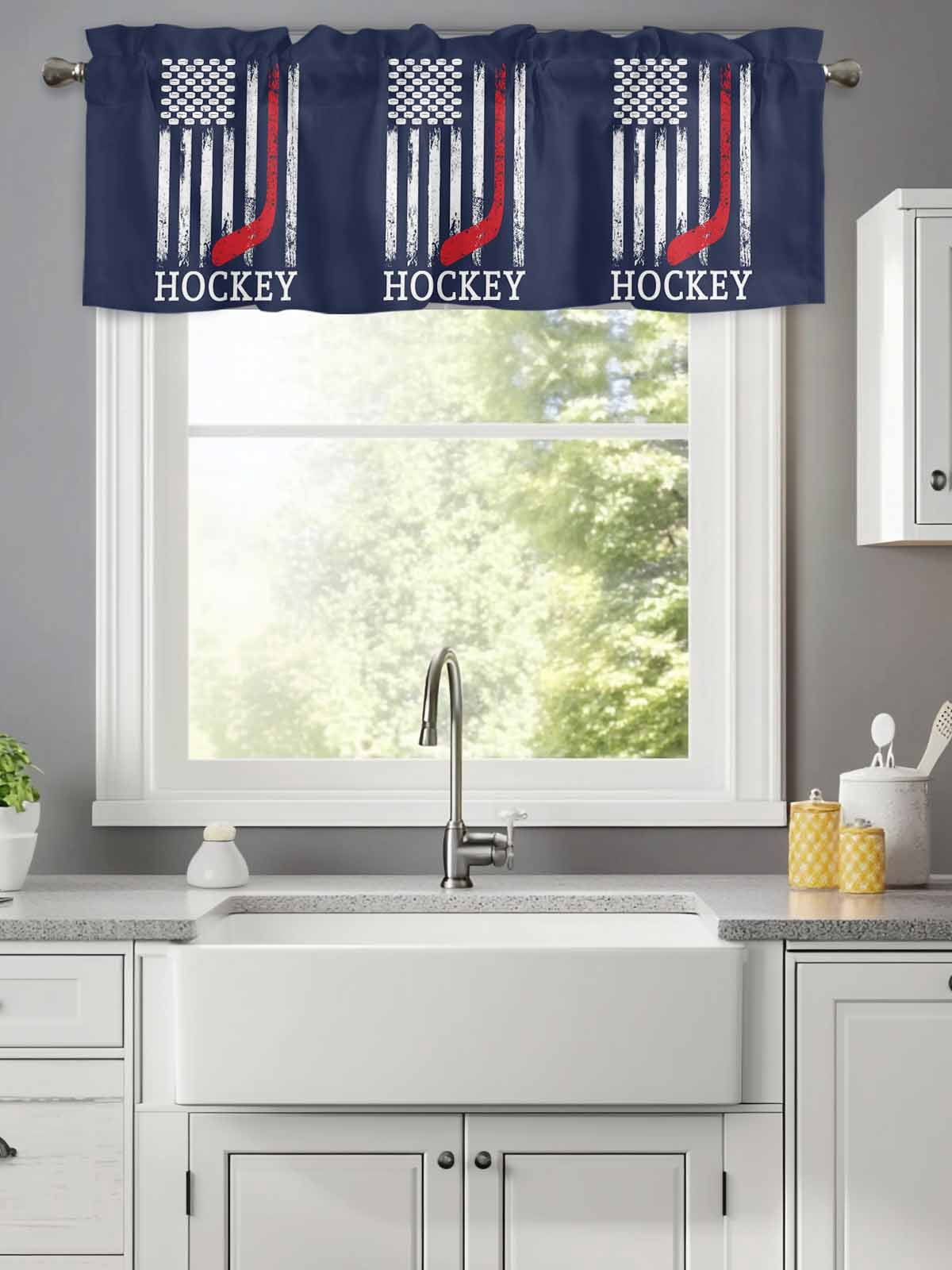 Curtain Valance for Windows,American Ice Hockey Sports Kitchen Valances ...