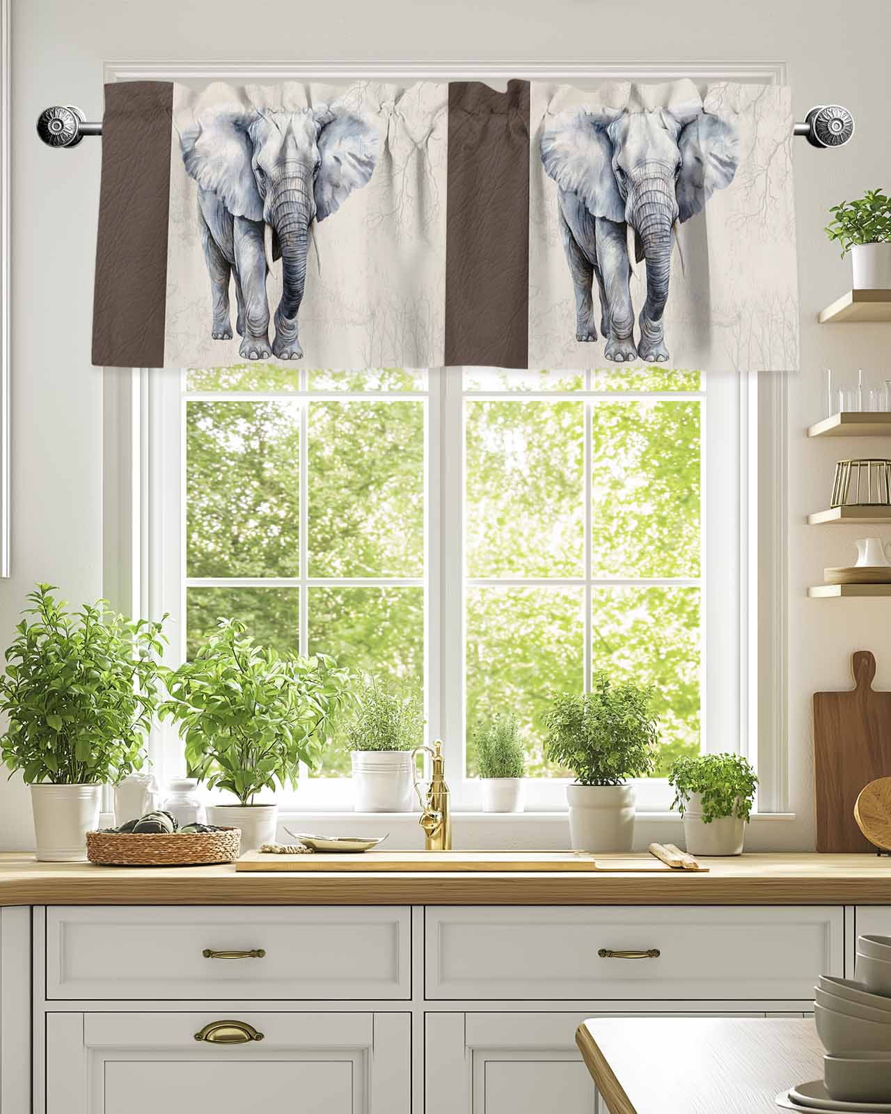 Curtain Valance for Windows,Animal Elephant Animal Skin Texture Kitchen ...