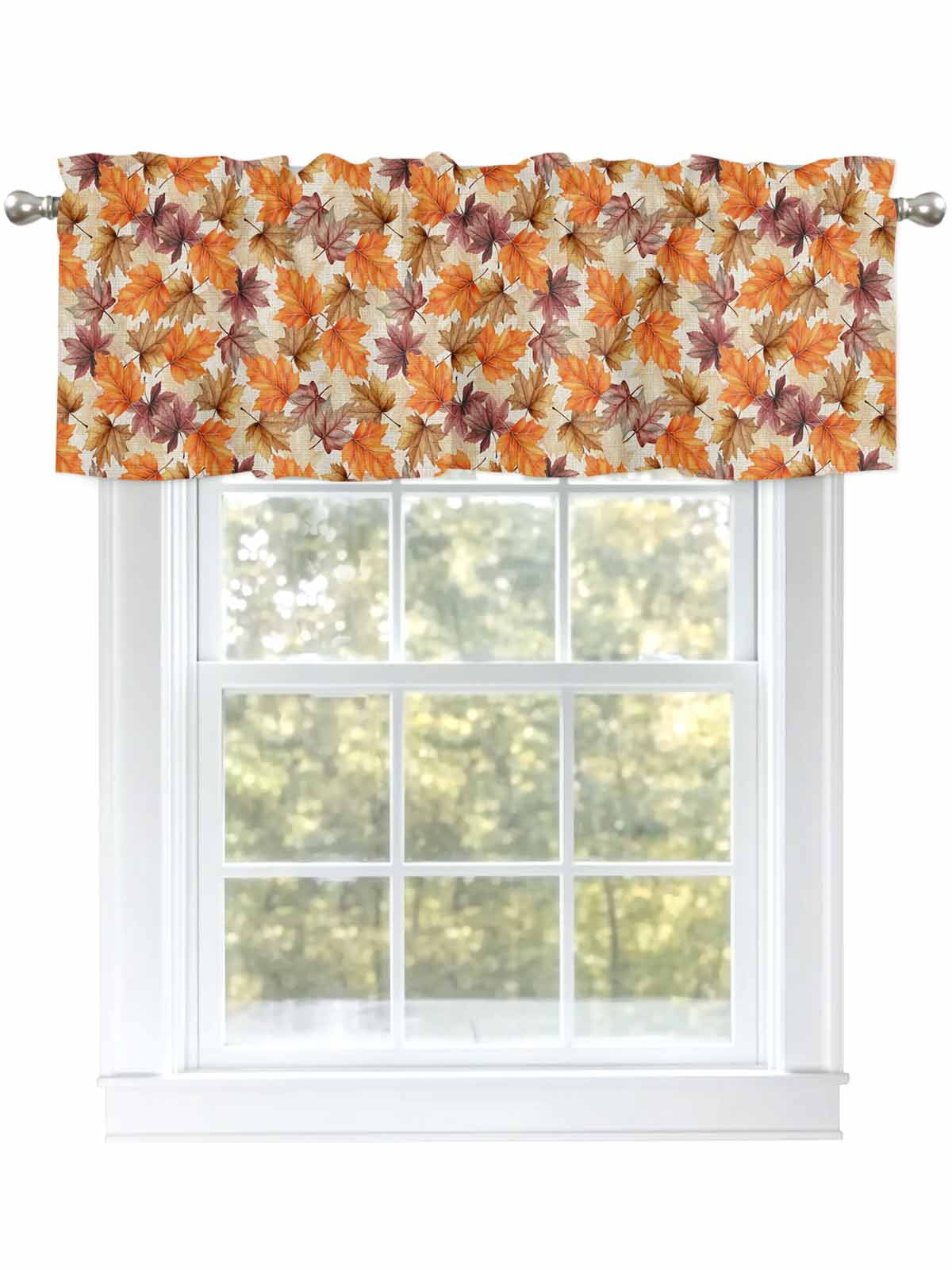 Curtain Valance for Windows,Autumn Orange Maple Leaf Seamless Kitchen ...