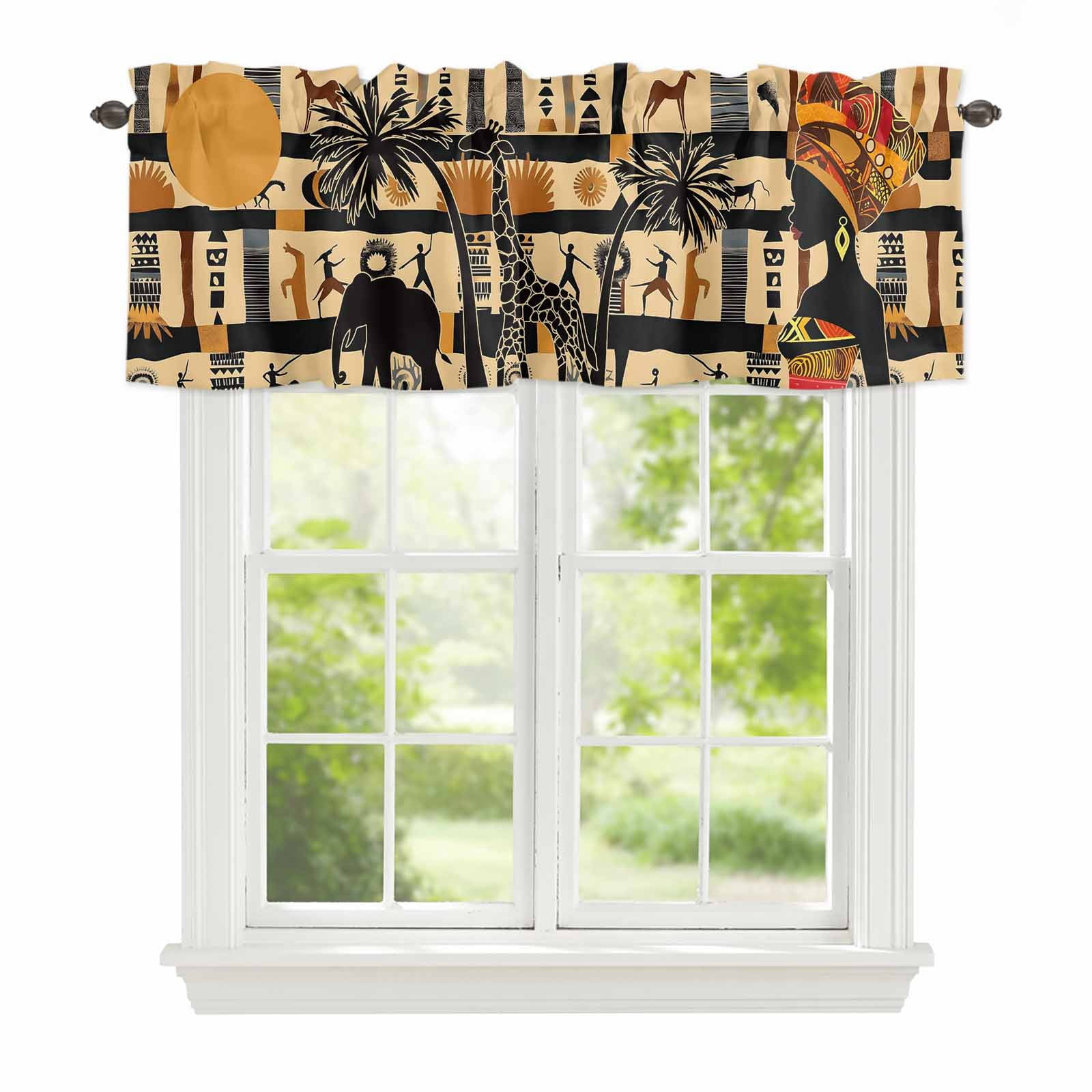 Curtain Valance for Windows, Black African Female Kitchen Valances Rod ...