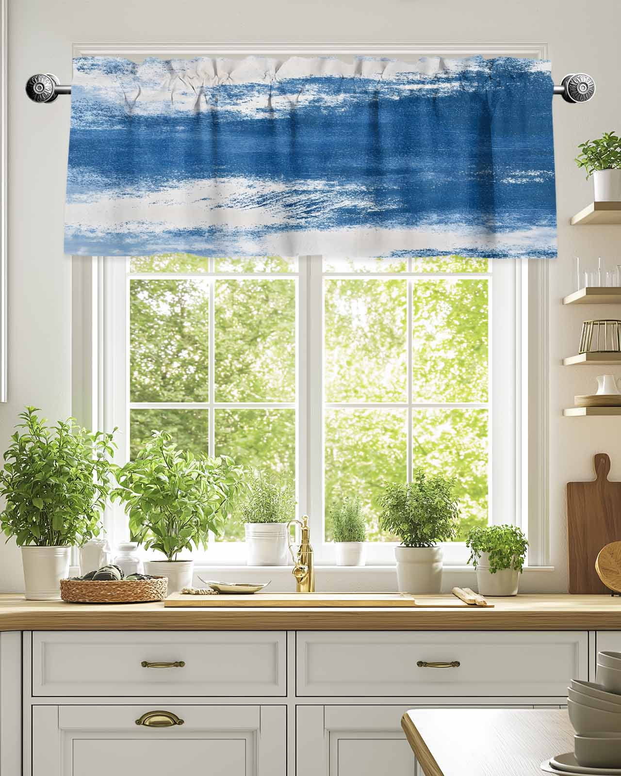 Curtain Valance for Windows,Blue Gradient Cloud Sky Abstract Art ...