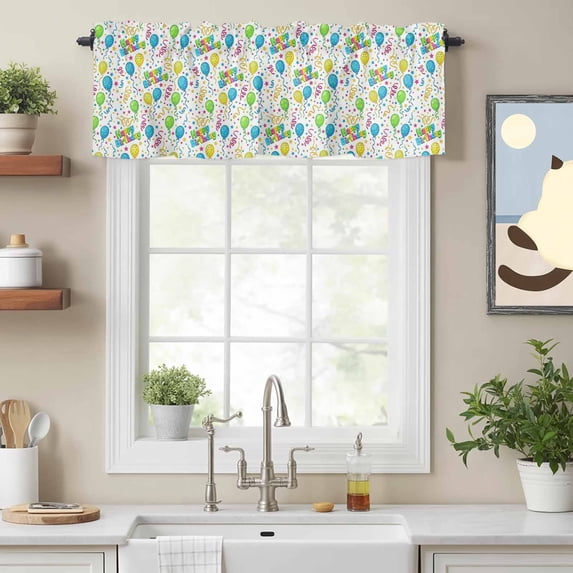 Curtain Valance for Windows, Blue Green Balloons Polka Dots Kitchen ...