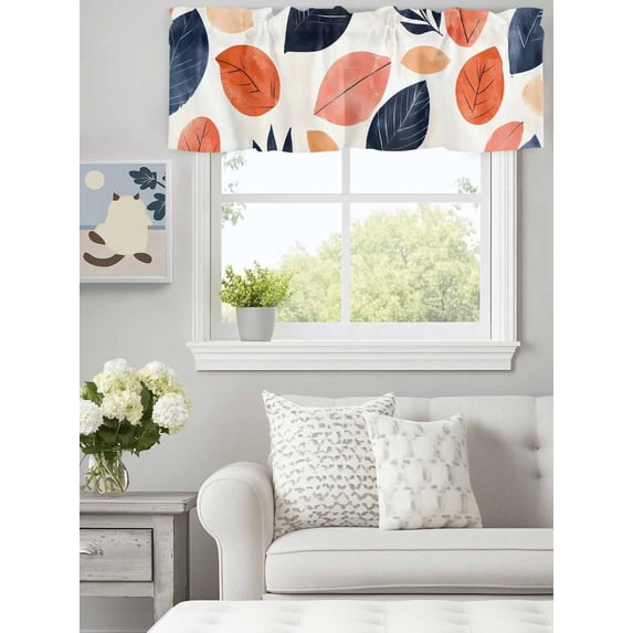 Curtain Valance for Windows, Bohemian Abstract Colorful Leaf Kitchen ...