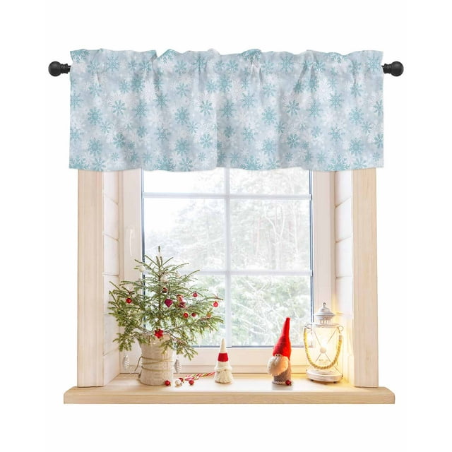 Curtain Valance for Windows Christmas Winter Snowflakes Seamless Blue ...
