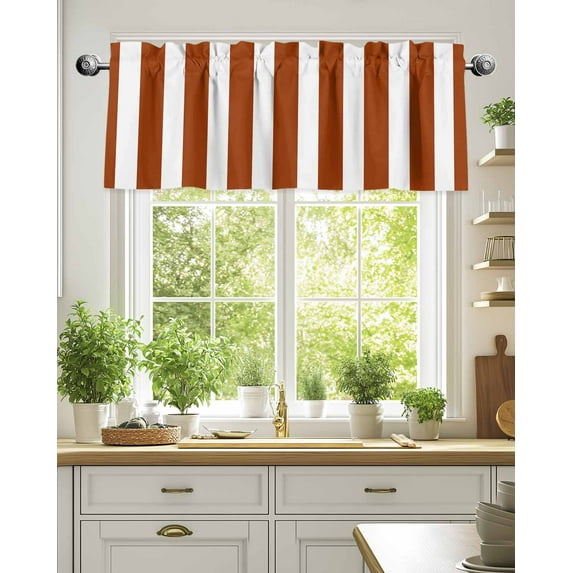 Curtain Valance for Windows,Classic Burnt Orange Stripe Kitchen ...