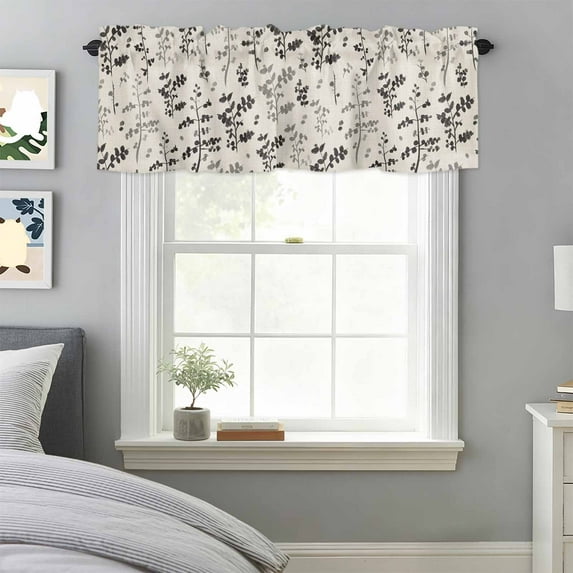 Curtain Valance for Windows, Country Leaves Herb Retro Linen Kitchen ...
