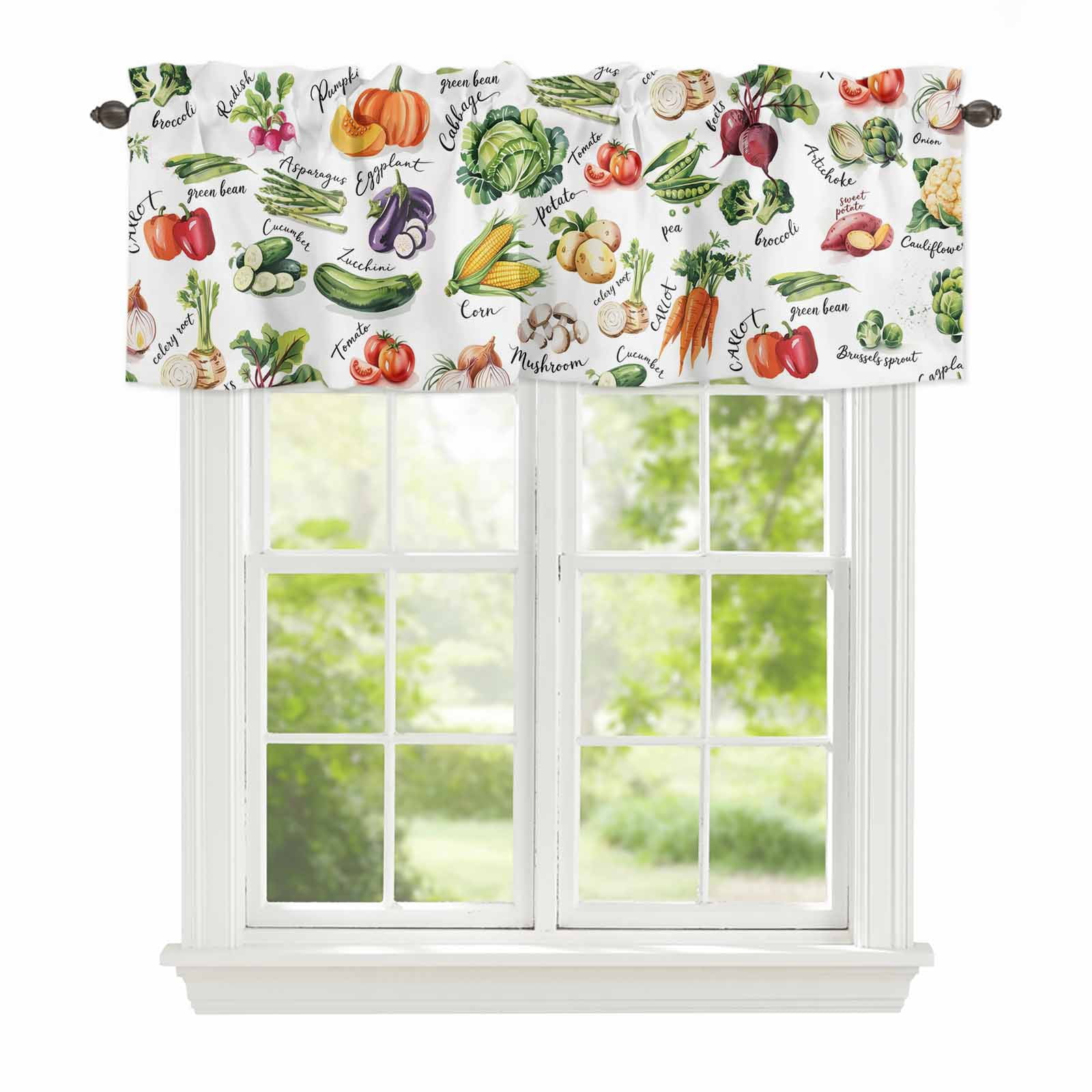 Curtain Valance for Windows, Country Vegetables Kitchen Valances Rod ...