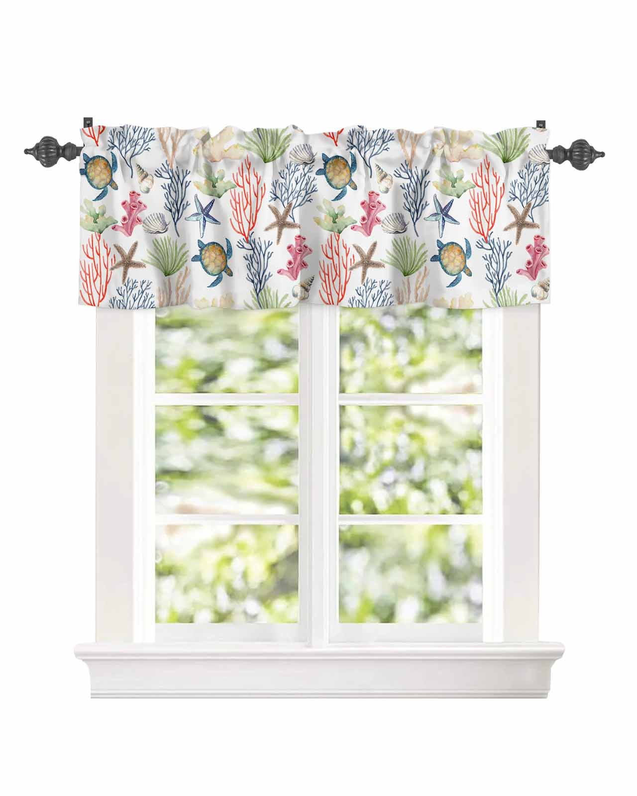 Curtain Valance for Windows Cute Cartoon Ocean Sea Creature Kitchen ...