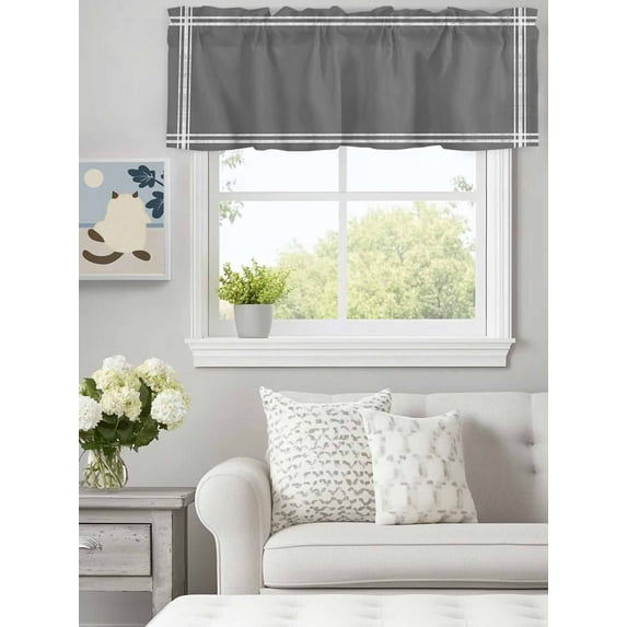 Curtain Valance for Windows, Deep Grey Kitchen Valances Rod Pocket ...