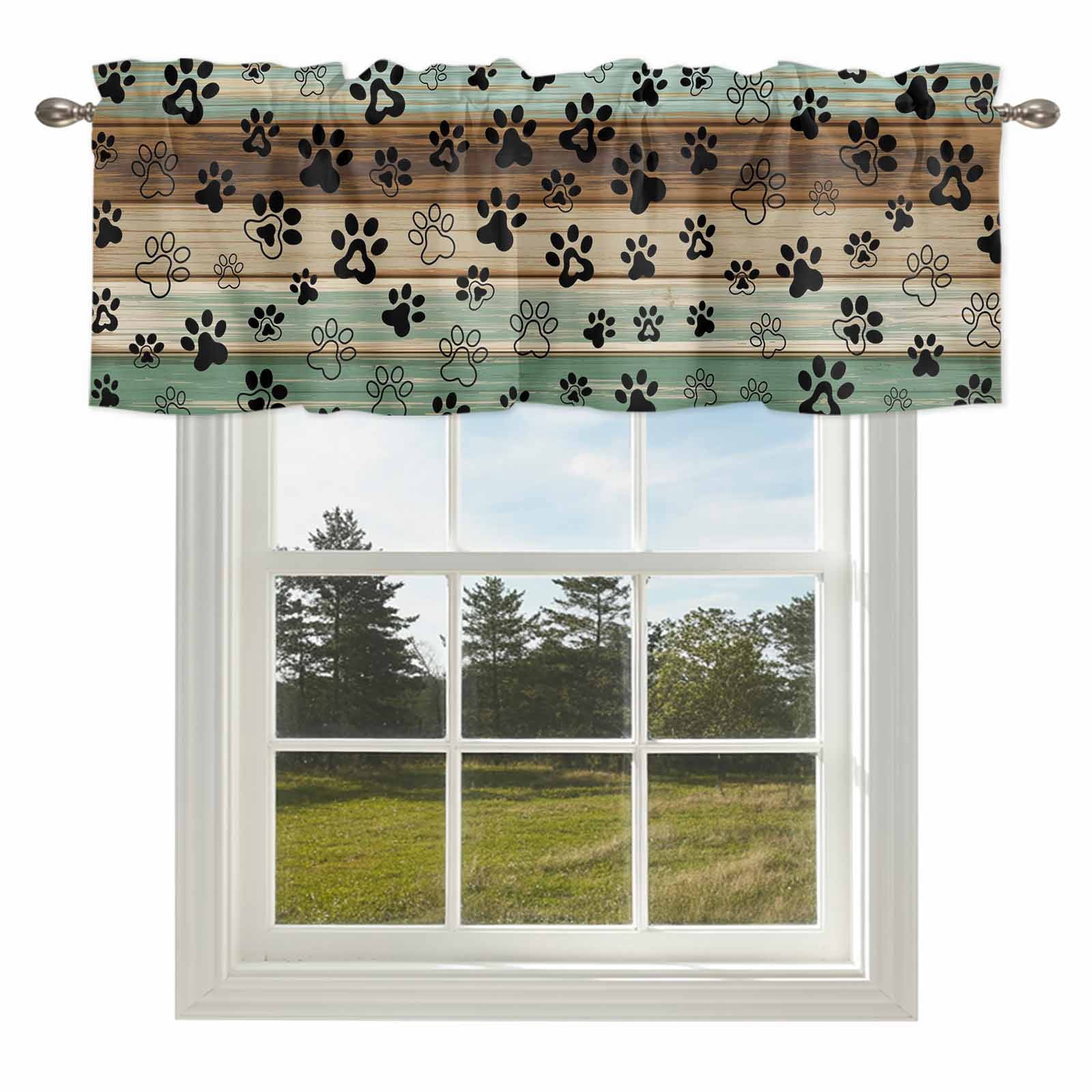 Curtain Valance for Windows Dog Claw Paw Print Kitchen Curtain Valances ...