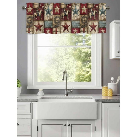 Curtain Valance for Windows,Farmhouse Western Cowboy Vintage Wood ...