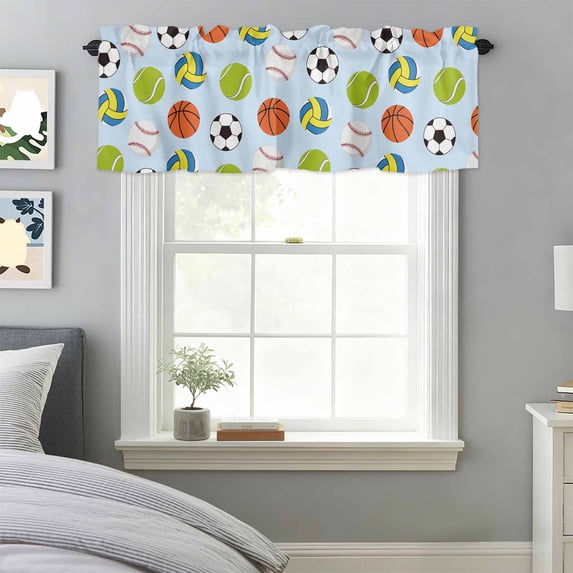 Curtain Valance for Windows, Football Basketball Baseball Football ...