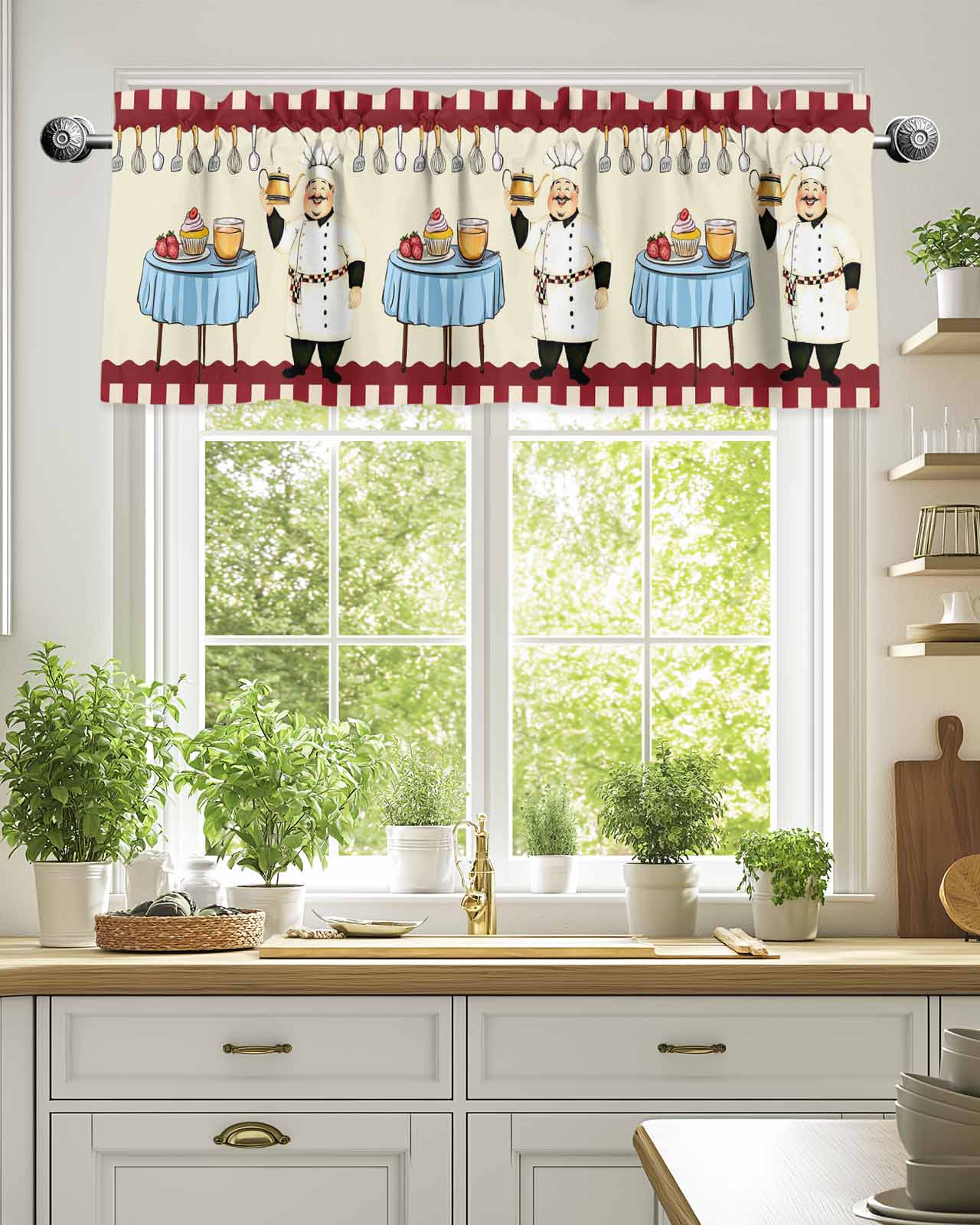 Curtain Valance for Windows,Fun Chef Cutlery Gourmet Kitchen Valances ...