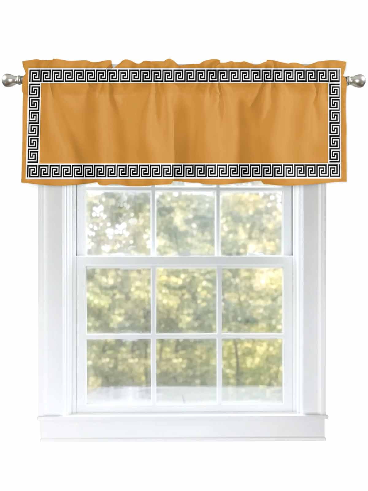 Curtain Valance for Windows Geometric Greek Key Design Kitchen Curtain ...