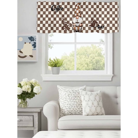 Curtain Valance for Windows, Gnome Coffee Beans Kitchen Valances Rod ...