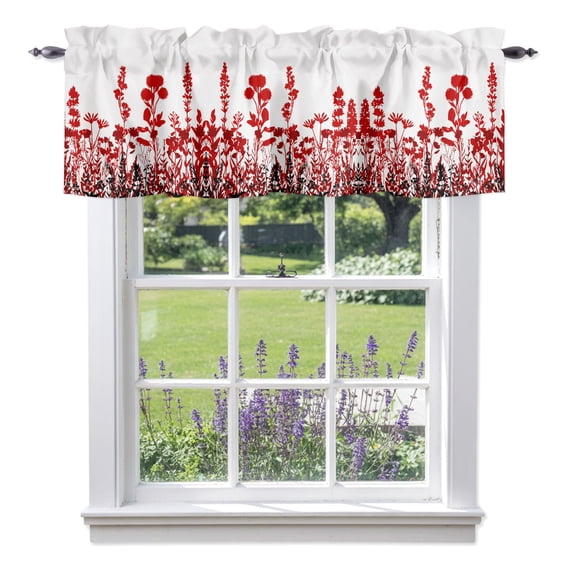 Curtain Valance for Windows, Gradient Red Black Wild Flower Kitchen ...