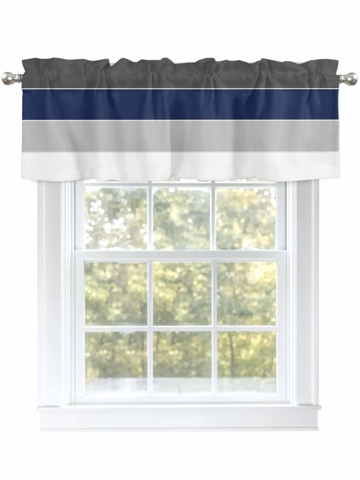 Curtain Valance for Windows Grey Bue Stripe Kitchen Curtain Valances ...