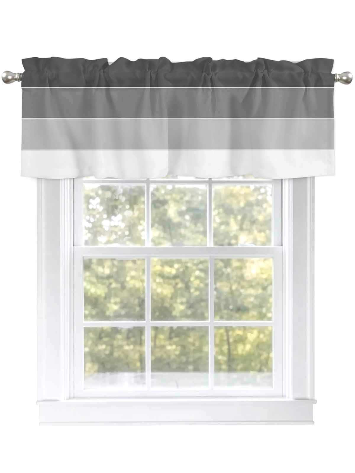 Curtain Valance for Windows Grey Stripe Kitchen Curtain Valances Ombre ...