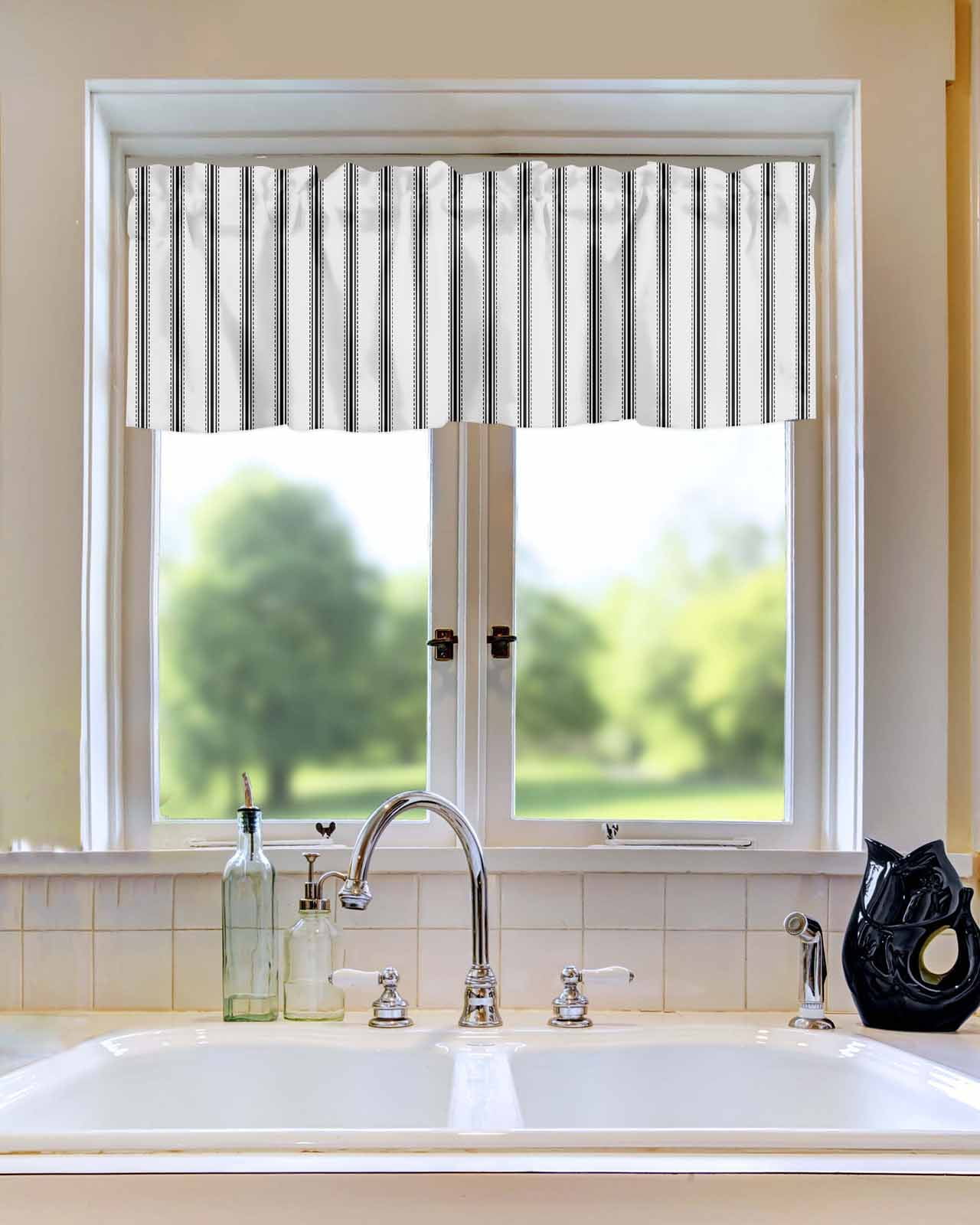 Curtain Valance for Windows Grey White Stripes Modern Minimalism ...