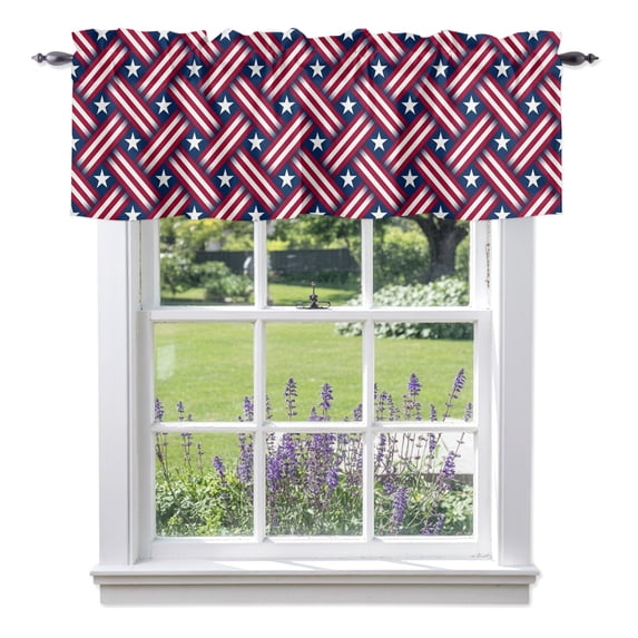 Curtain Valance for Windows, Independence Day Red White Stripes Kitchen ...