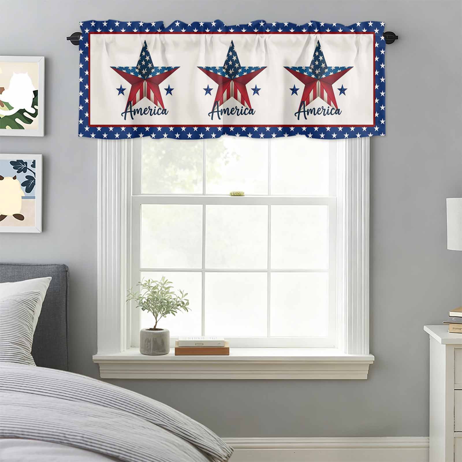 Curtain Valance for Windows, Independence Day U.S. Flag Kitchen ...