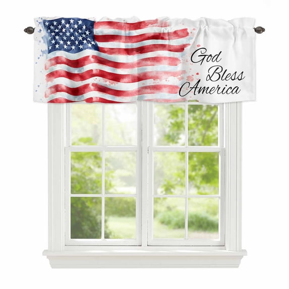 Curtain Valance for Windows, Independence Day USA Flag God Bless ...