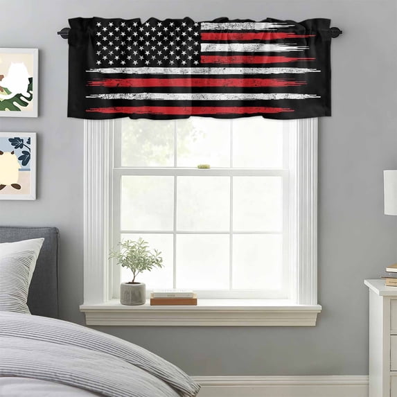 Curtain Valance for Windows, Independence Day USA Flag Kitchen Valances ...