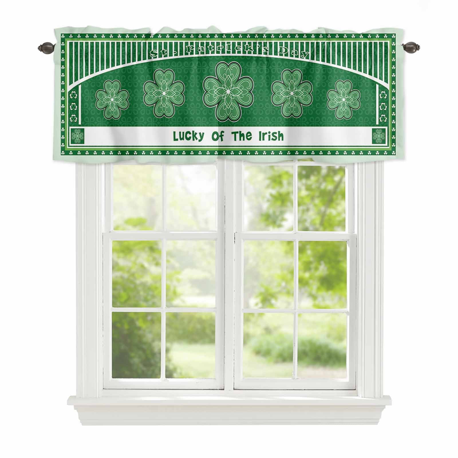 Curtain Valance for Windows, Irish Festival Celtic Knots Lucky Shamrock ...