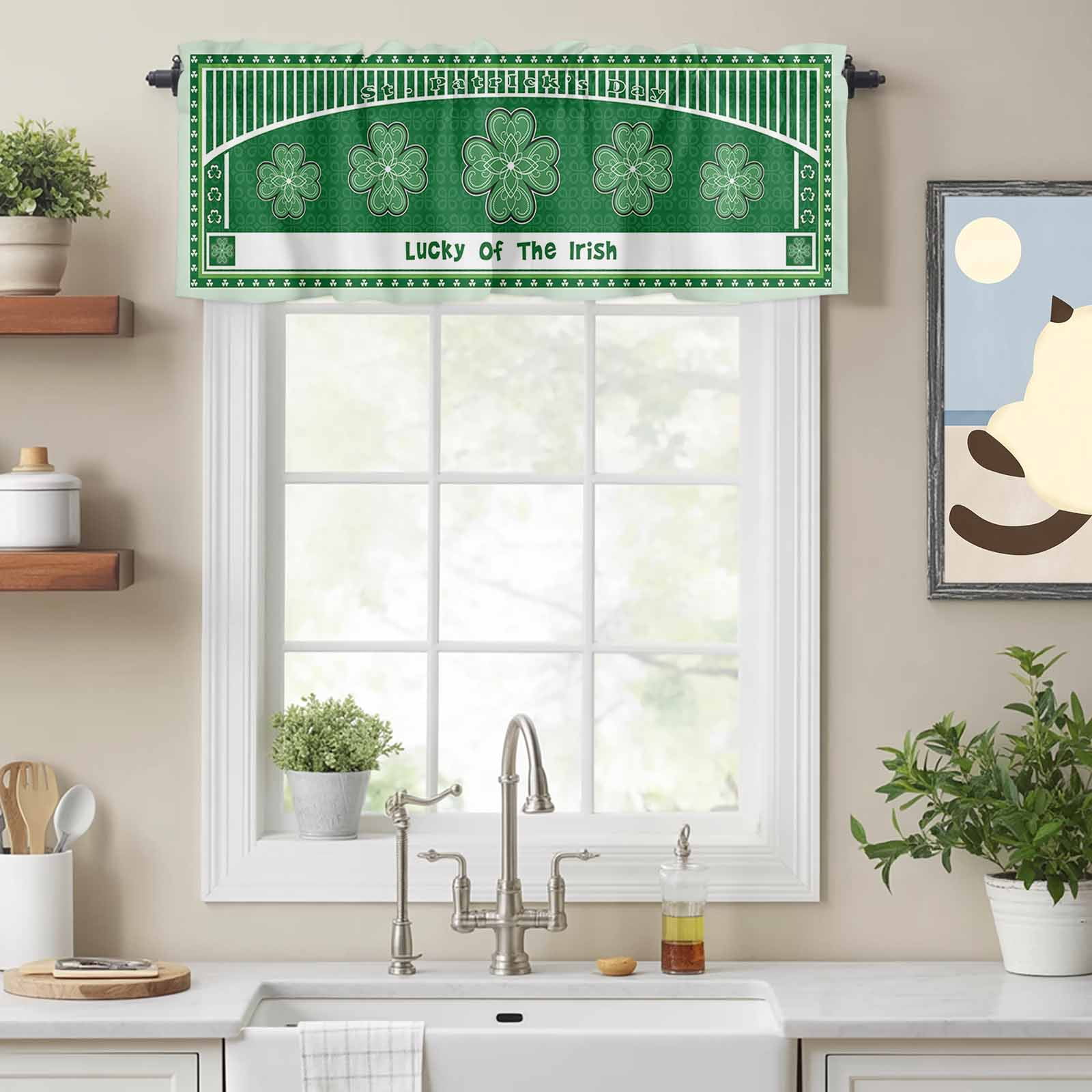 Curtain Valance for Windows, Irish Festival Celtic Knots Lucky Shamrock ...