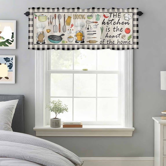 Curtain Valance for Windows, Kitchen Cooking Gnomes Kitchenware Kitchen ...