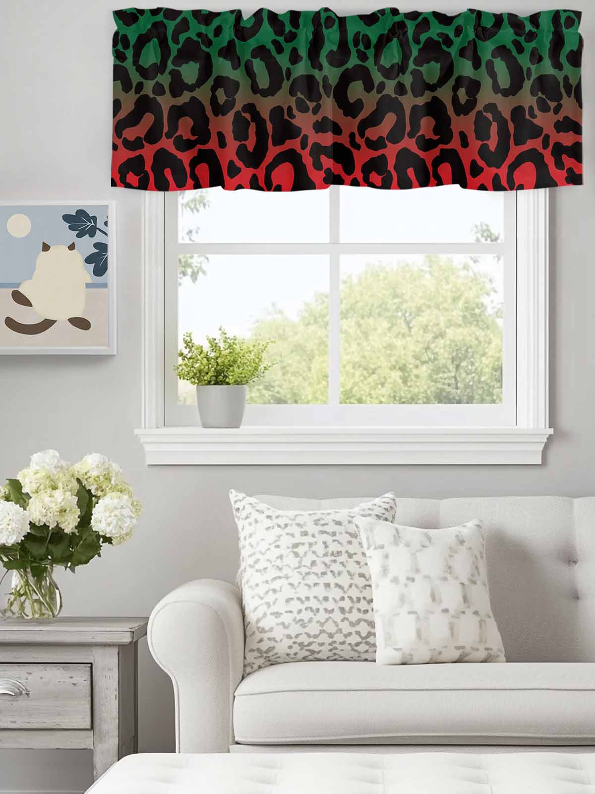 Curtain Valance for Windows,Leopard Print Animal Skin Texture Art ...