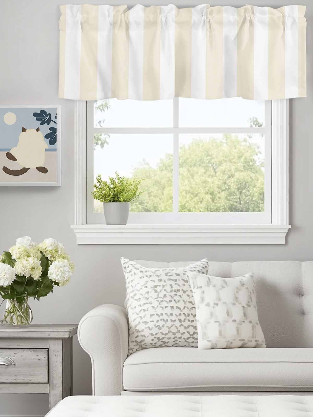 Curtain Valance for Windows, Minimalist Abstract Stripe Art Kitchen ...