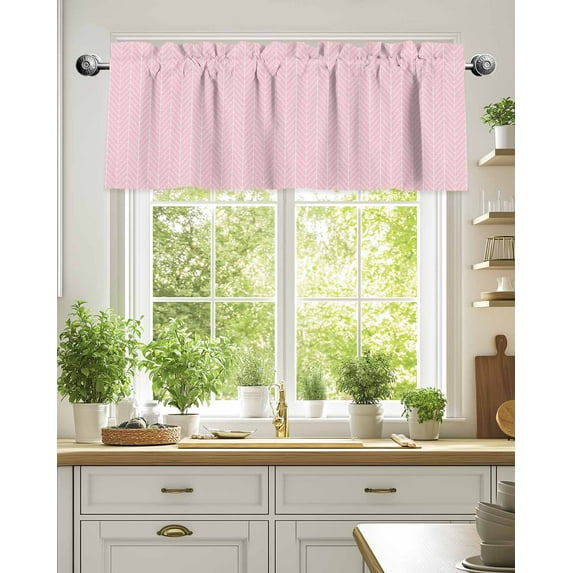 Curtain Valance for Windows,Minimalist Geometric Pink White Kitchen ...