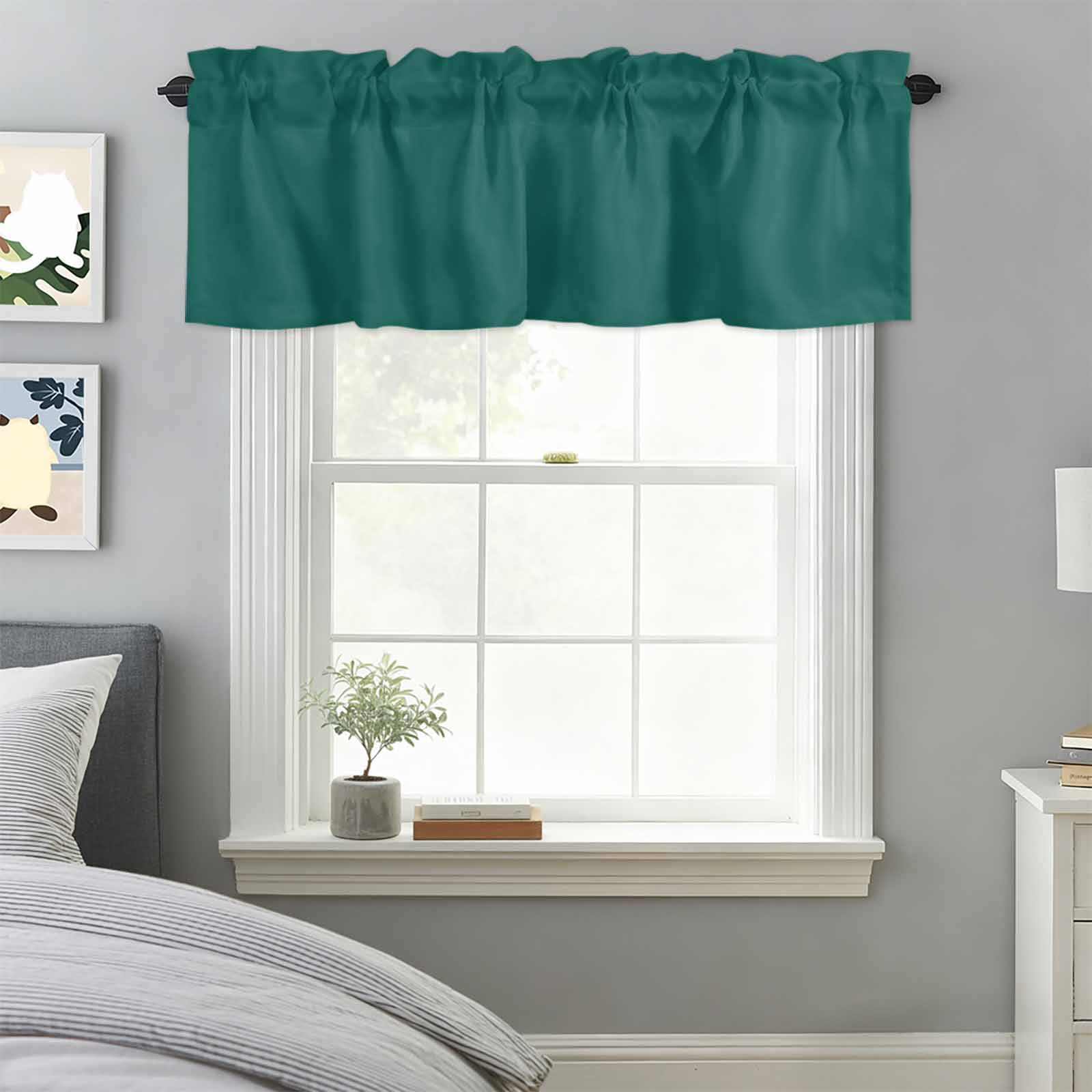 Curtain Valance for Windows, Minimalist Solid Aventurine Green Kitchen ...