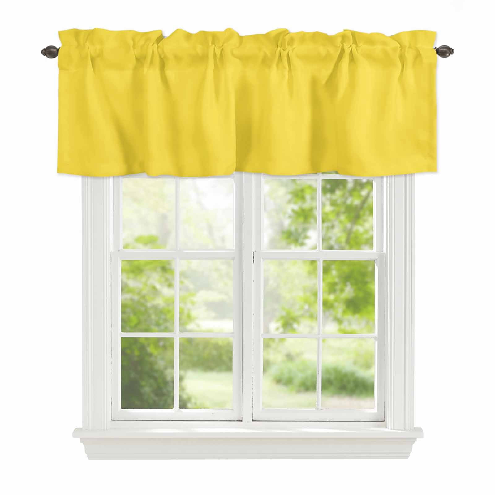 Curtain Valance for Windows, Minimalist Solid Pure Yellow Kitchen ...