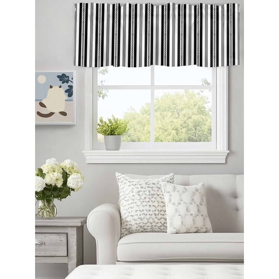 Curtain Valance for Windows, Modern Black Minimalist Stripe Kitchen ...
