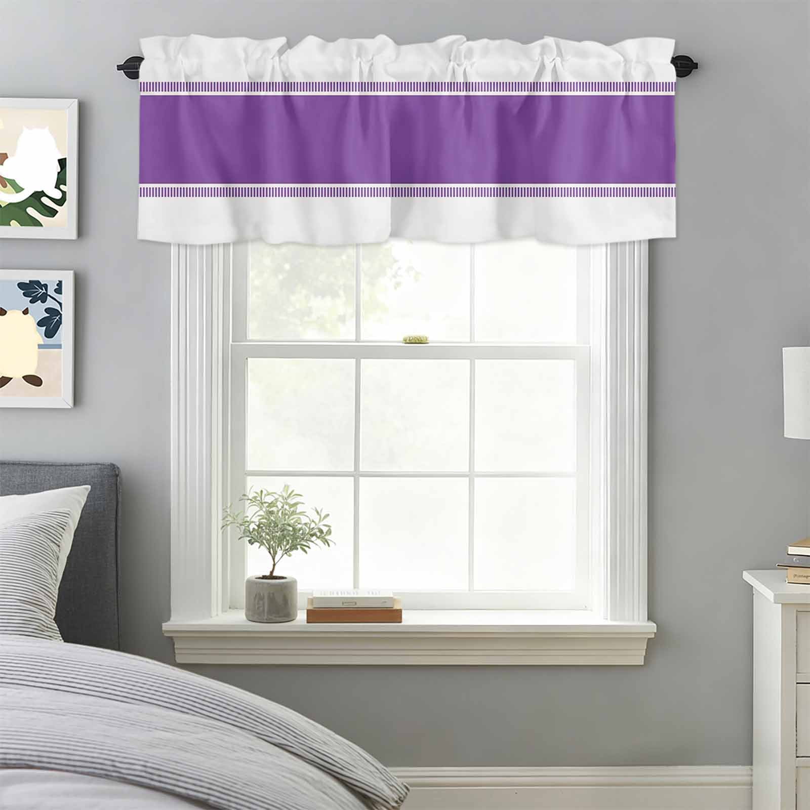 Curtain Valance for Windows, Modern Geometric Stripe Texture Kitchen ...