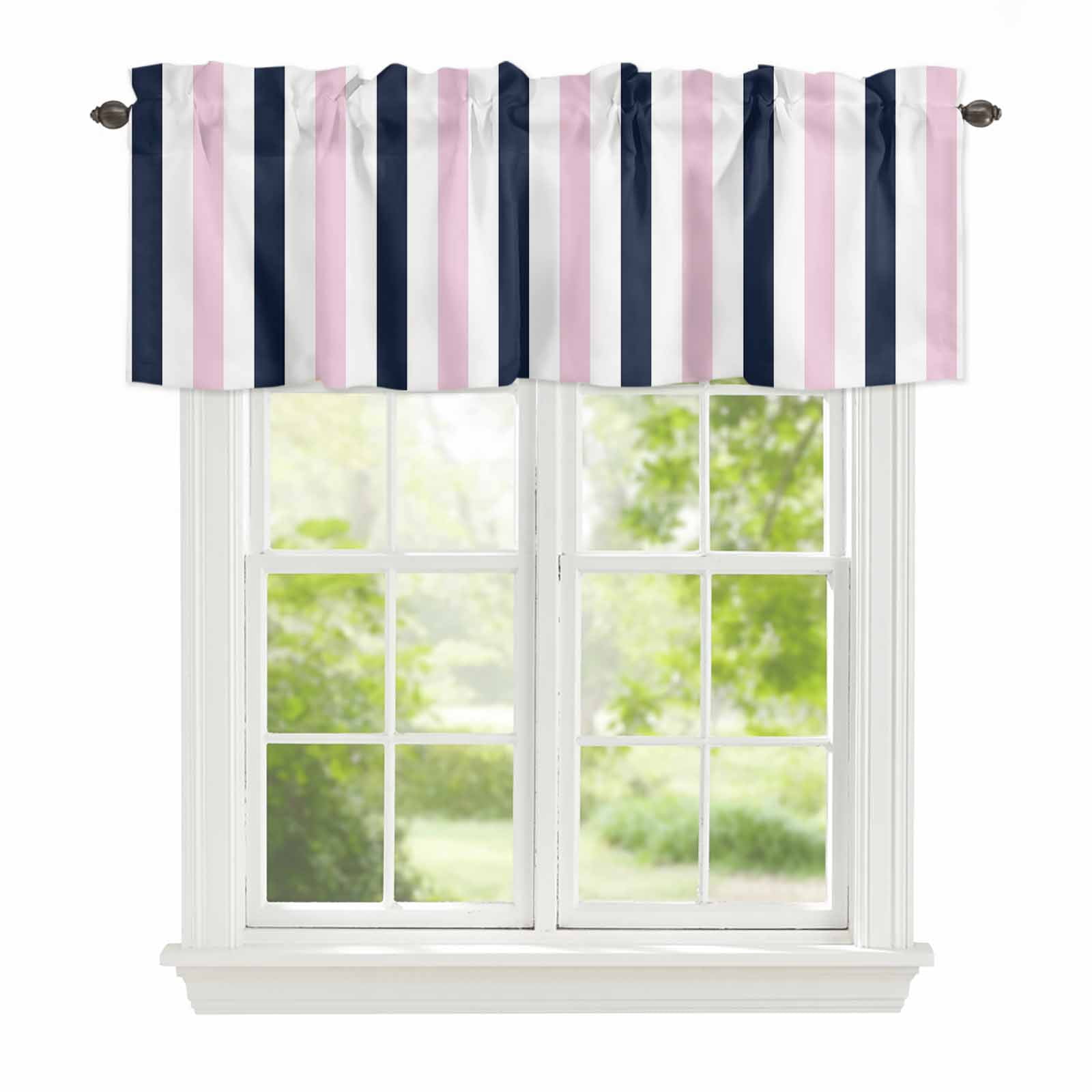 Curtain Valance for Windows, Modern Simple Contrasting Stripes Kitchen ...