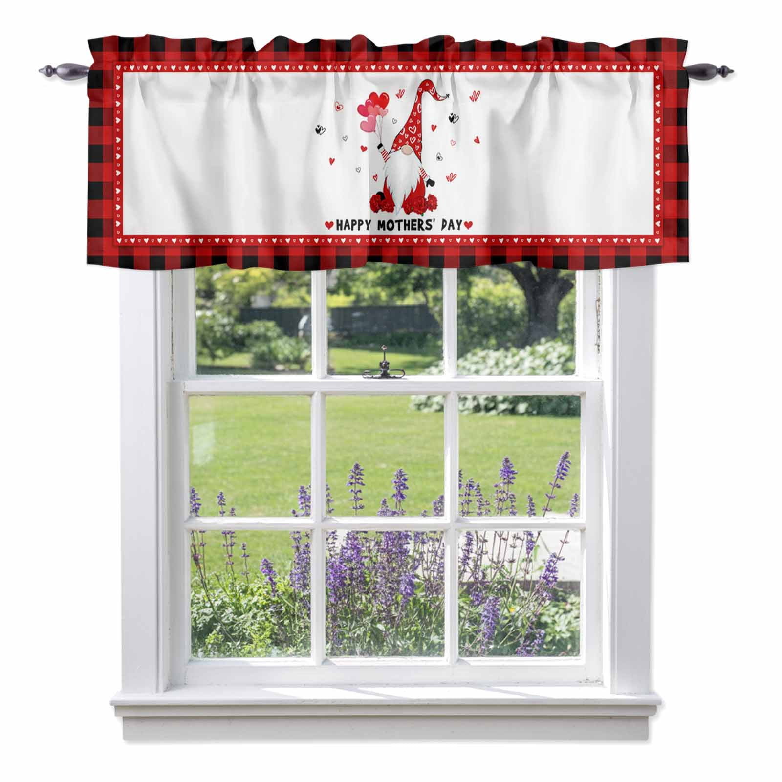Curtain Valance for Windows, Mother's Day Carnation Dwarf Red Buffalo ...