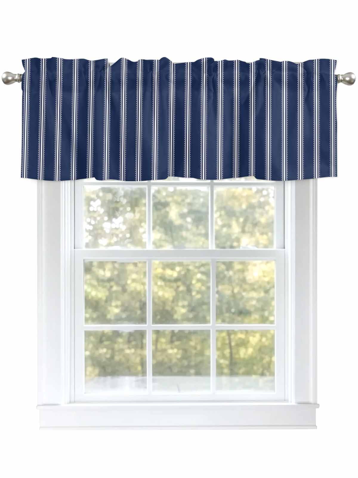 Curtain Valance for Windows Navy Blue Stripe Kitchen Curtain Valances ...