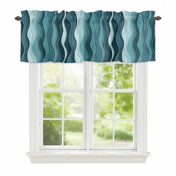 Curtain Valance for Windows, OmbreTurquoise Ocean Waves Kitchen ...