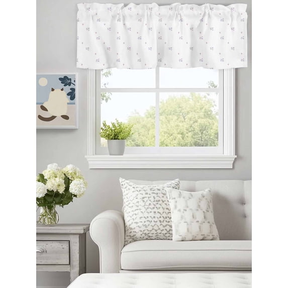 Curtain Valance for Windows, Pastoral Country Purple Flowers Kitchen ...