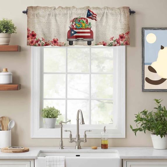 Curtain Valance for Windows, Puerto Rican Flag Car Kitchen Valances Rod ...