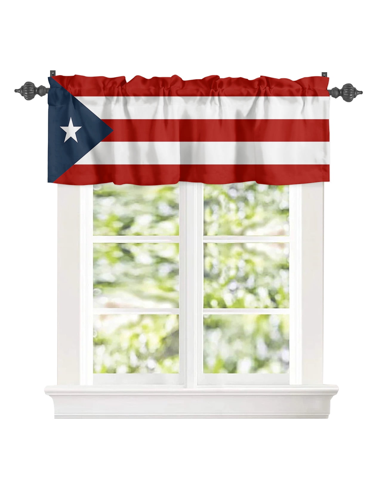 Curtain Valance for Windows Puerto Rico Flag Patriot Kitchen Valances ...
