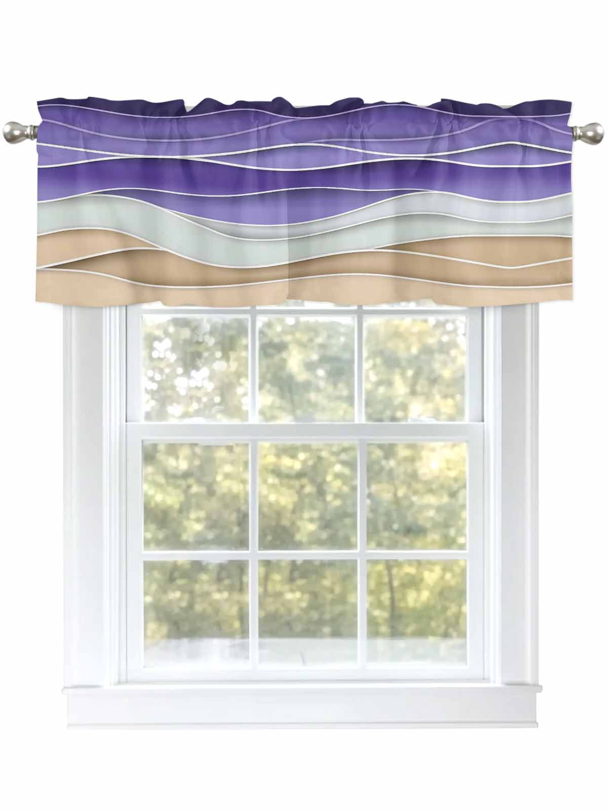 Curtain Valance for Windows Purple Beach Waves Kitchen Curtain Valances ...