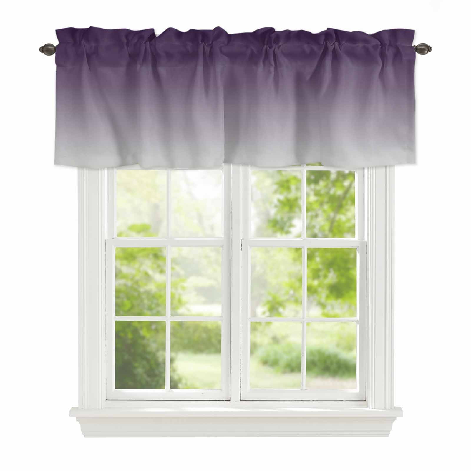 Curtain Valance for Windows, Purple Grey Gradient Kitchen Valances Rod ...