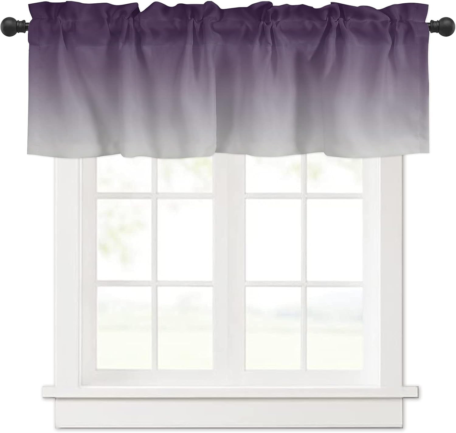 Curtain Valance for Windows Purple and Grey Ombre Rod Pocket Valance ...