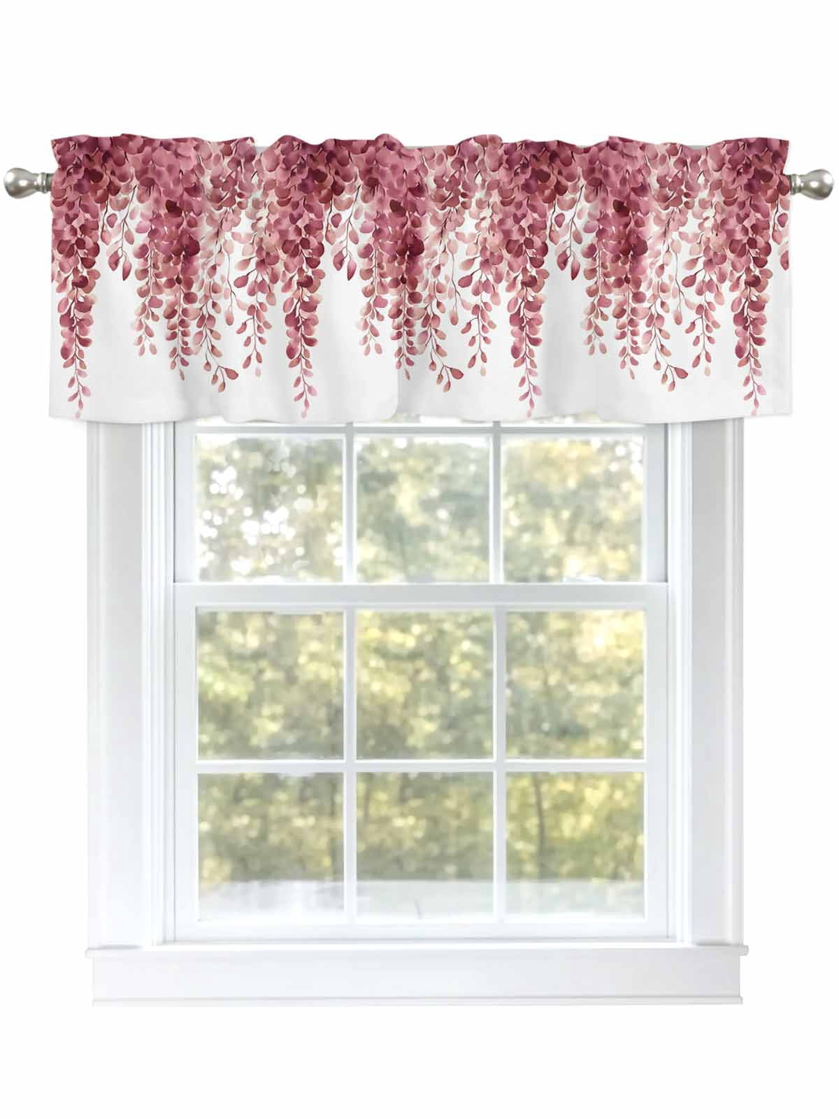 Curtain Valance for Windows Red Eucalyptus Leaf Kitchen Curtain ...
