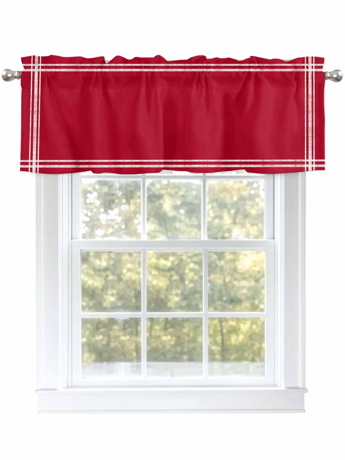 Curtain Valance for Windows Red Kitchen Curtain Valances Solid Color ...