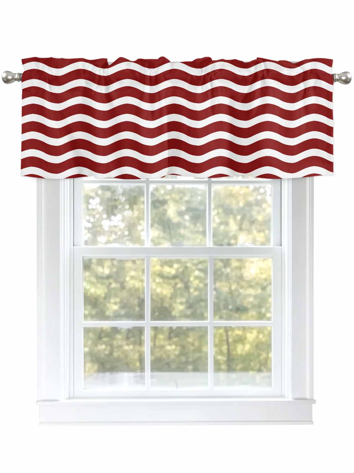 Curtain Valance for Windows Red Nautical Waves Kitchen Curtain Valances ...